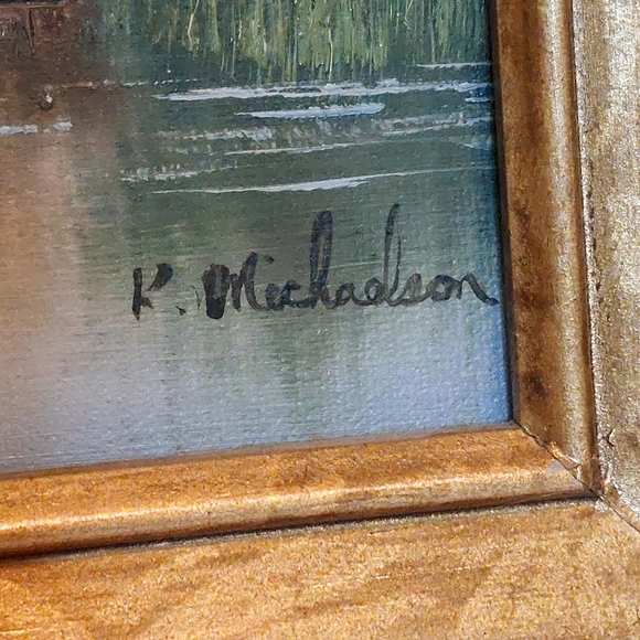 K. Michaelson | Art | Vintage Oil Painting Covered Bridge Scene Signed ...